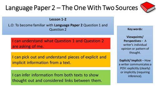 English Language Paper 2 Scheme of Learning | Teaching Resources