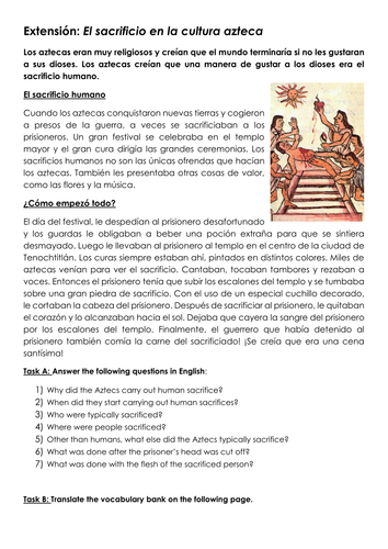 KS3/4 Spanish - Mexico, the Aztec gods (México, los dioses aztecas ...