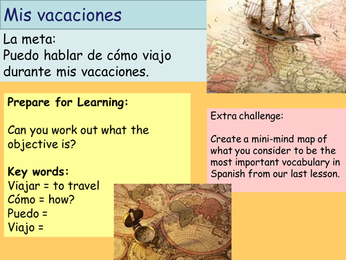 KS3 Spanish Holidays Transport With Whom | Teaching Resources