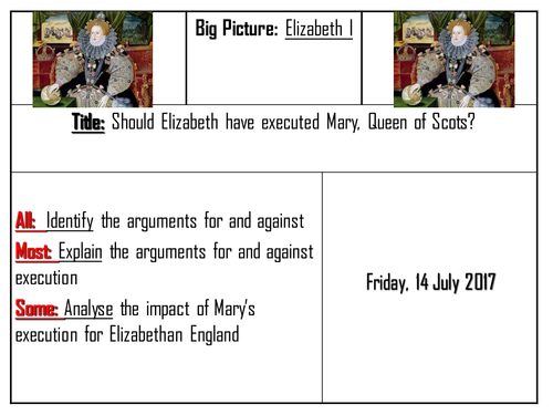 AQA 8145 Elizabeth I - Execution of Mary, Queen of Scots | Teaching ...