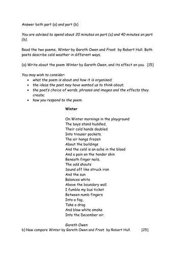 Unseen Poetry SoW, sample questions, model answers, and other resources ...