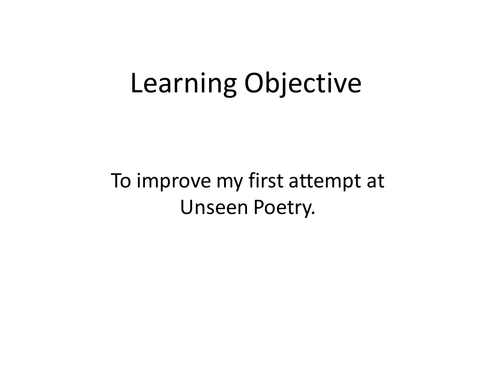 Unseen Poetry SoW, sample questions, model answers, and other resources ...