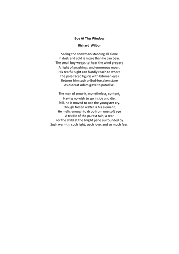 Unseen Poetry SoW, sample questions, model answers, and other resources ...