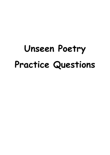 Unseen Poetry SoW, sample questions, model answers, and other resources ...