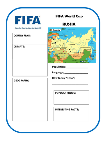 2018 World Cup - template for research | Teaching Resources