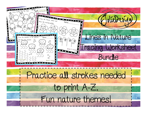 Tracing Activity - Lines in Nature Pre-Writing Worksheet Bundle ...