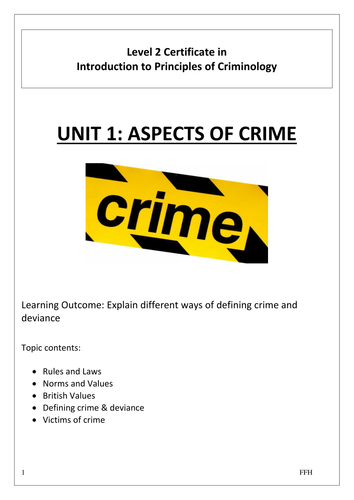Crime & Deviance Workbook - GCSE/L2 (Criminology) | Teaching Resources