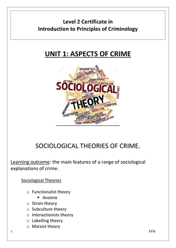 Sociological Theories of Crime Workbook - GCSE/L2 (Criminology ...