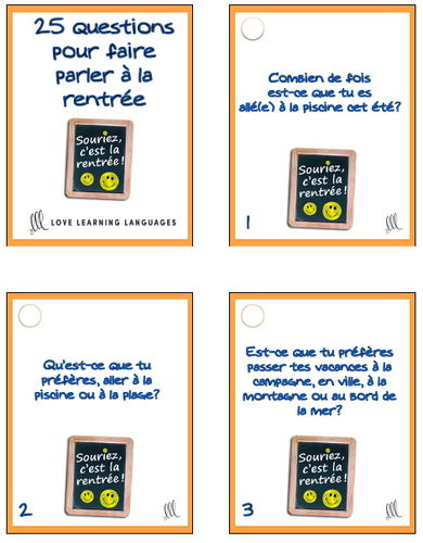 GCSE FRENCH: La Rentrée Scolaire French Task Cards - Beginner French ...