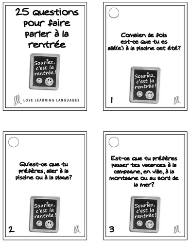 GCSE FRENCH: La Rentrée Scolaire French Task Cards - Beginner French ...