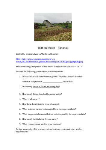 War on Waste food - Banana waste | Teaching Resources