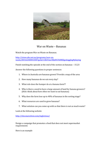 War on Waste - Bananas | Teaching Resources