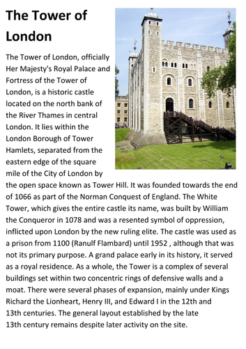 The Tower of London Handout | Teaching Resources