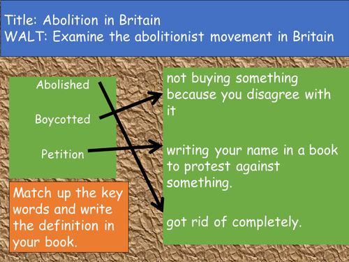Abolition in America and Britain - two lessons, worksheets and homework ...