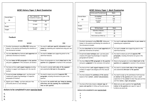 Edexcel GCSE 9-1 History feedback sheet | Teaching Resources