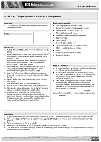 New Biology A Level OCR 5.7.7 Practical investigations into respiration ...