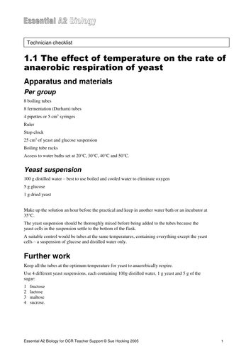 New Biology A Level OCR 5.7.9 Practical investigations into factors ...