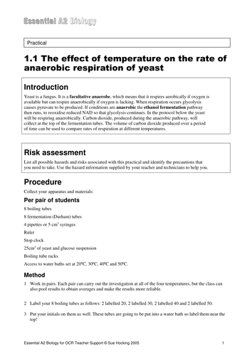 New Biology A Level OCR 5.7.9 Practical investigations into factors ...