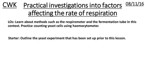 New Biology A Level OCR 5.7.9 Practical investigations into factors ...