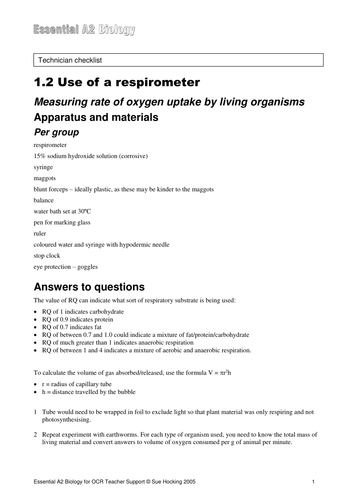 New Biology A Level OCR 5.7.9 Practical investigations into factors ...