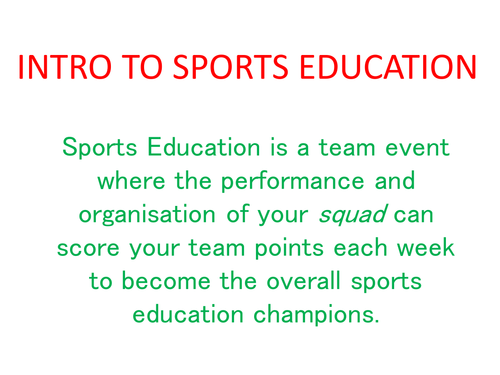 SPort Education starter pack | Teaching Resources