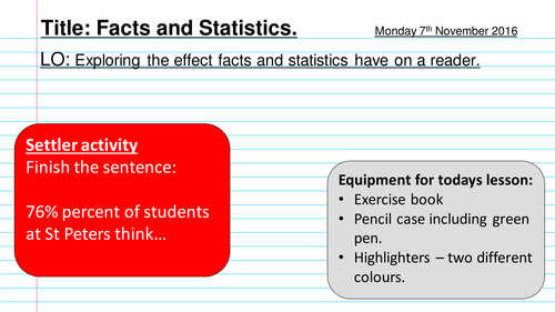GCSE Facts and Statistics Language Paper 2 - Section B | Teaching Resources