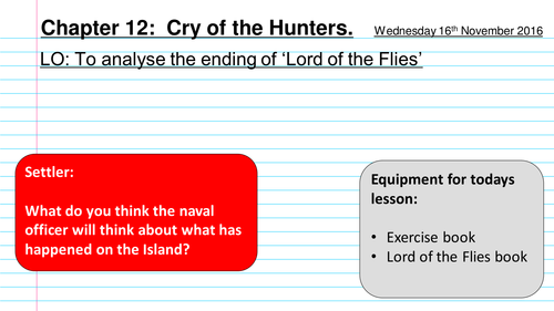 Chapter 12 - Lord of the Flies LOTF Cry of the Hunters | Teaching Resources
