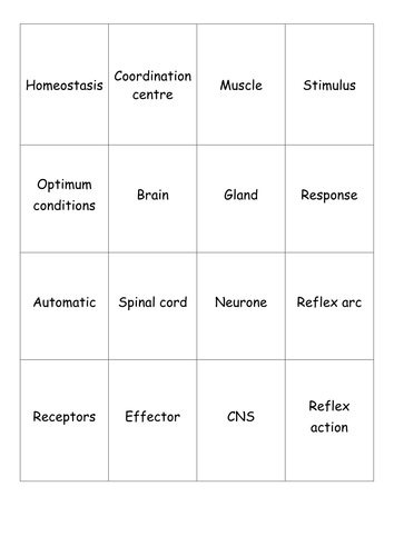 B5 Homeostasis and Response Key Word Revision Cards AQA Biology 2016 ...