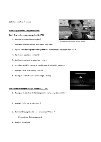 New A Level French - Film study La Haine key scenes and characters ...