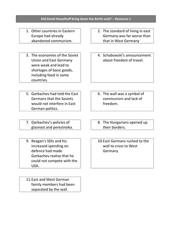 New GCSE 9-1 The Cold War : the fall of the Berlin Wall | Teaching ...