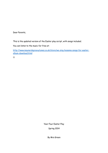 Easter Play Script and Song Lyrics | Teaching Resources