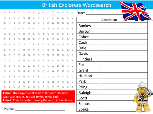 British Explorers Wordsearch Starter Activity Geography Exploration ...