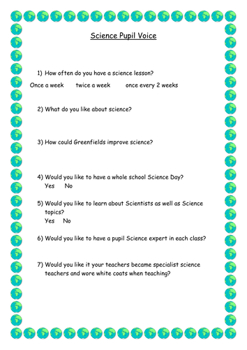science pupil voice questionnaire key stage 1 and 2 | Teaching Resources