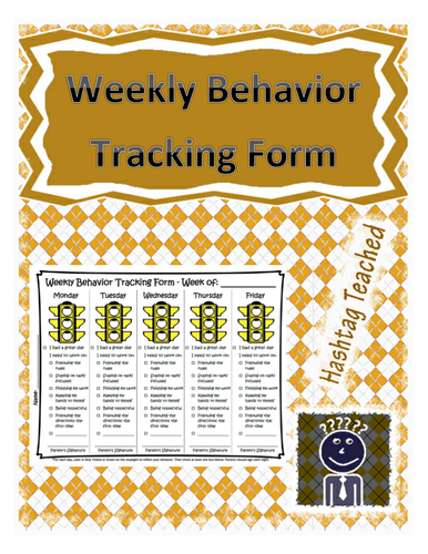 Student Friendly Weekly Behavior Tracker Form | Teaching Resources