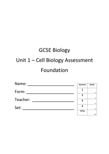 New AQA GCSE Biology - Cell Biology Assessment Pack - Tierred and with ...