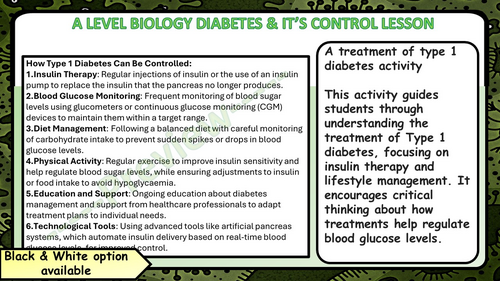 A Level Biology Diabetes & it's Control Lesson & Activities | Teaching ...