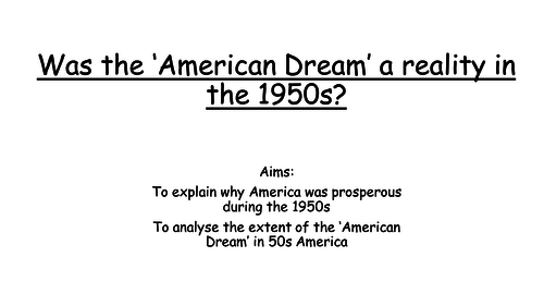 AQA 8145 America 1920-70: Was the American Dream a reality? | Teaching ...