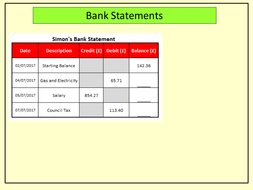 Completing Bank Statements - GCSE Maths Questions | Teaching Resources