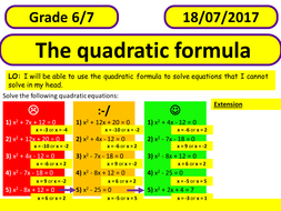 Quadratic Formula (non-calculator) | Teaching Resources