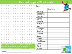 Personal Hygiene Wordsearch Starter Activity Keeping Healthy PSHE ...