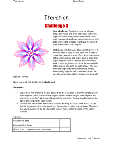 Scratch Challenges With Drawing Using Iteration Loops Teaching Resources