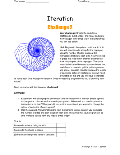 Scratch: Challenges with Drawing Using Iteration (Loops) | Teaching ...