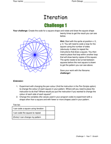 Scratch Challenges With Drawing Using Iteration Loops Teaching Resources