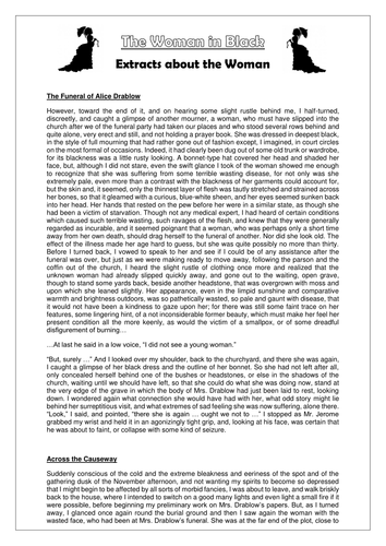 The Woman in Black: Hill's Description of the Woman! | Teaching Resources