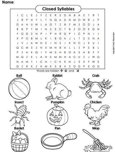 Open and Closed Syllables Word Search Bundle | Teaching Resources