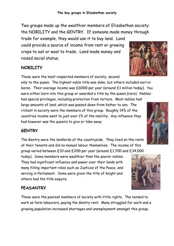 AQA 8145 Elizabeth I - Rise of the Gentry | Teaching Resources