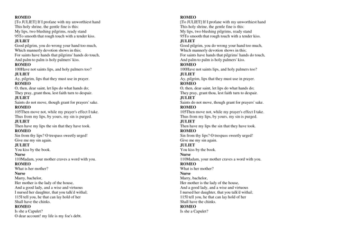 Romeo and Juliet - Act 1 Scene 5 | Teaching Resources
