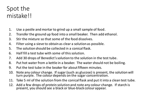 Required Practical - Food Tests | Teaching Resources Required Practical - Food Tests | Teaching Resources
