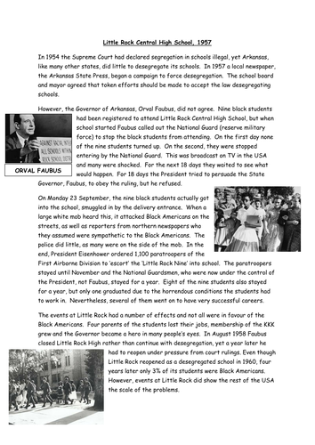 Civil Rights Movement - Little Rock | Teaching Resources