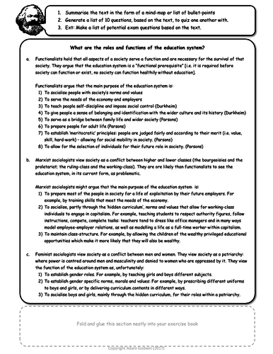 Roles & Functions of Education - Sociology of Education L3/20 [ WJEC ...